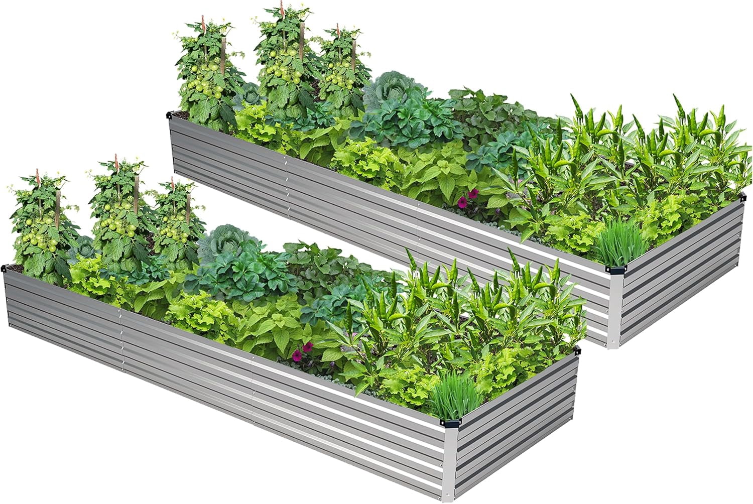 2PCS 10x3x1ft Galvanized Raised Garden Bed,Outdoor Planter Box Metal ...