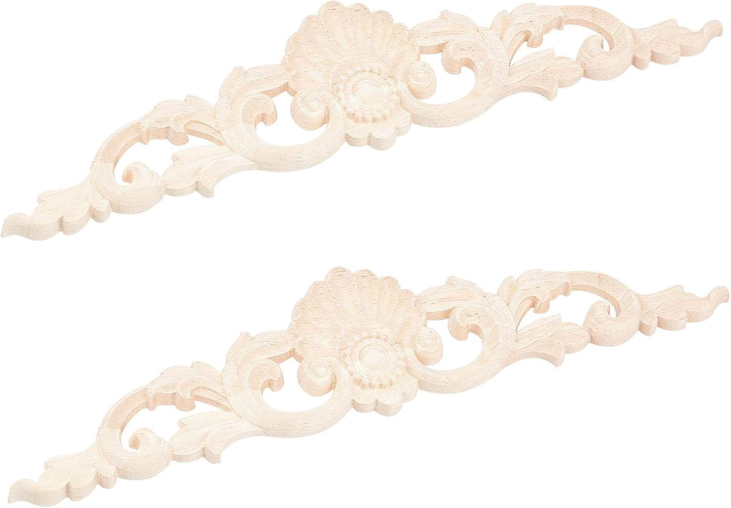 2PCS 11.8x2.7inch Wood Carved Long Onlay Applique Craft Wooden ...