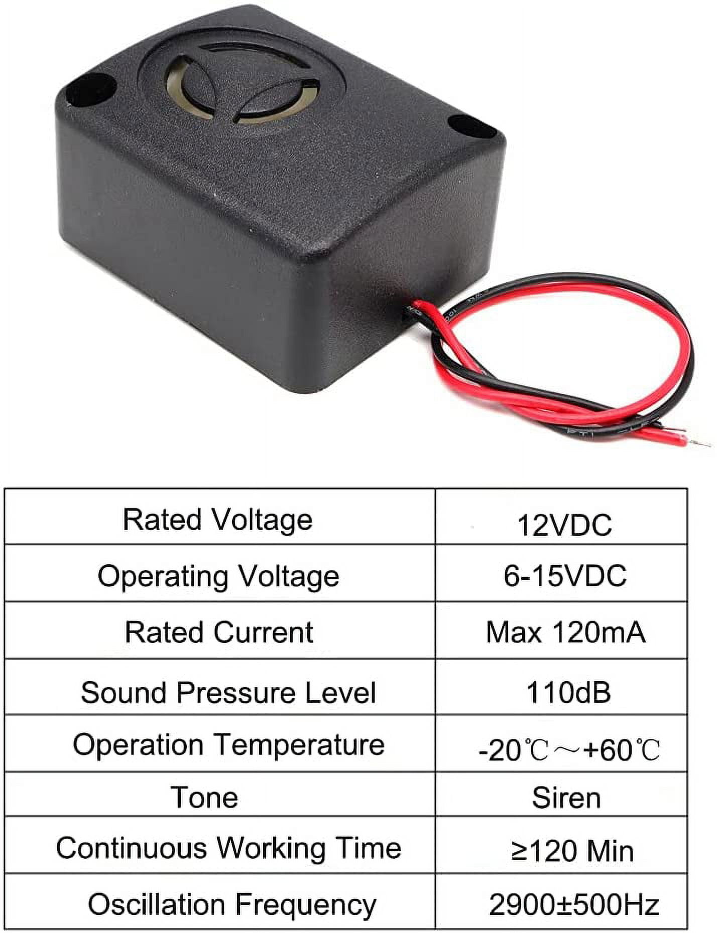 2PCS 110dB Electronic Black Mini Piezo Alarm Siren DC 12V Insurance ...