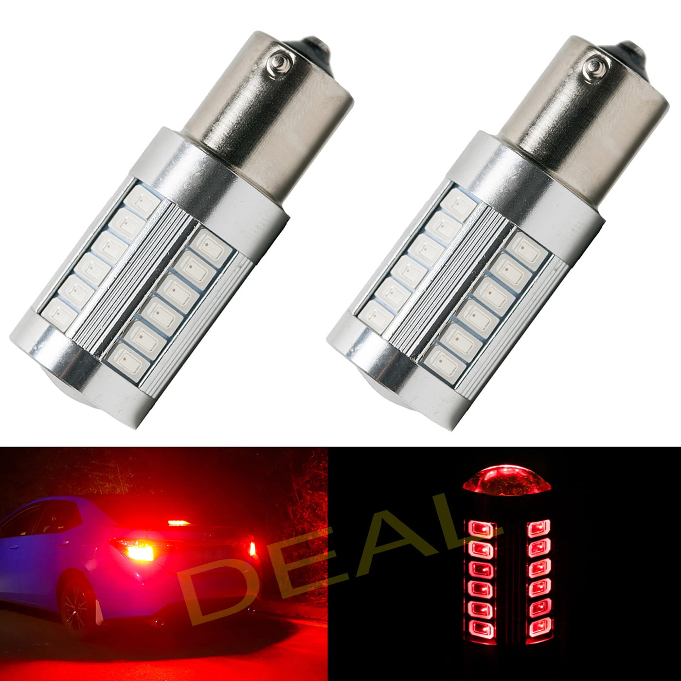 2PCS 1156/Ba15s Super Bright Red DC 12V 33x 5630 SMD LED Bulbs For ...