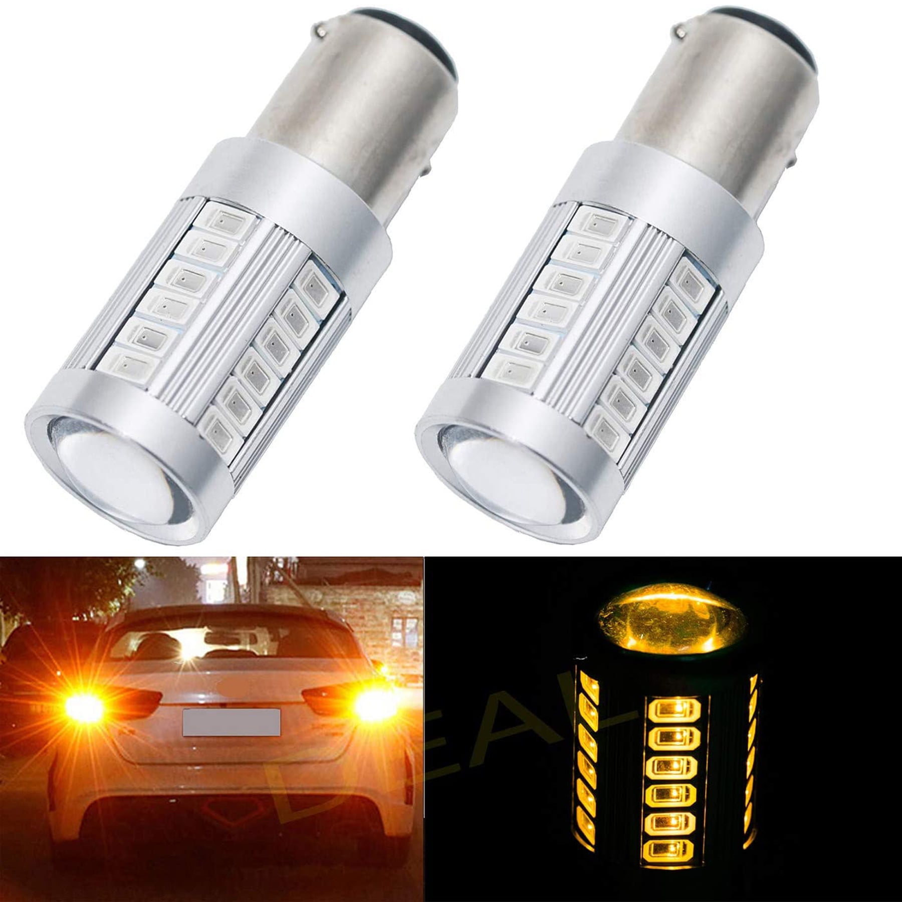 2PCS 1157/Bay15d Amber/Yellow DC 12V 33x 5630 SMD LED Bulbs For Front ...