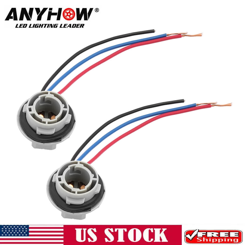 2PCS 1157 LED Stop Brake Turn Light Bulb Socket Harness Wire Pig Tail ...