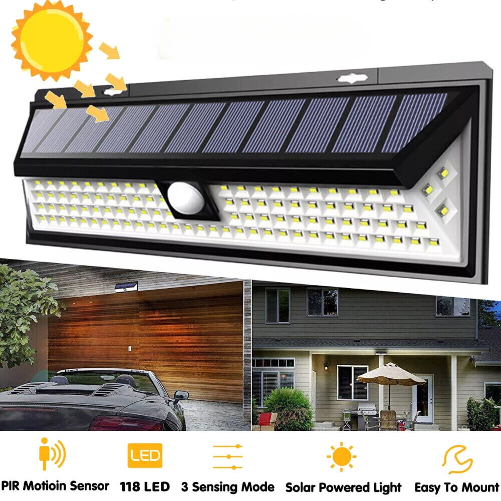 2PCS 118LED Solar Power Light PIR Motion Sensor Security Lamp Garden ...