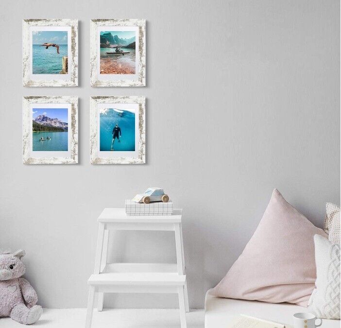 2PCS 11x14 Wood Frames Rustic white Picture Frame & Poster Frame with Real Glass - Walmart.com