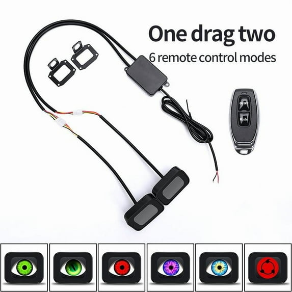 2PCS 12-36V Devil Eyes Motorcycle Lights - Dynamic 6-Pattern Blinking ...