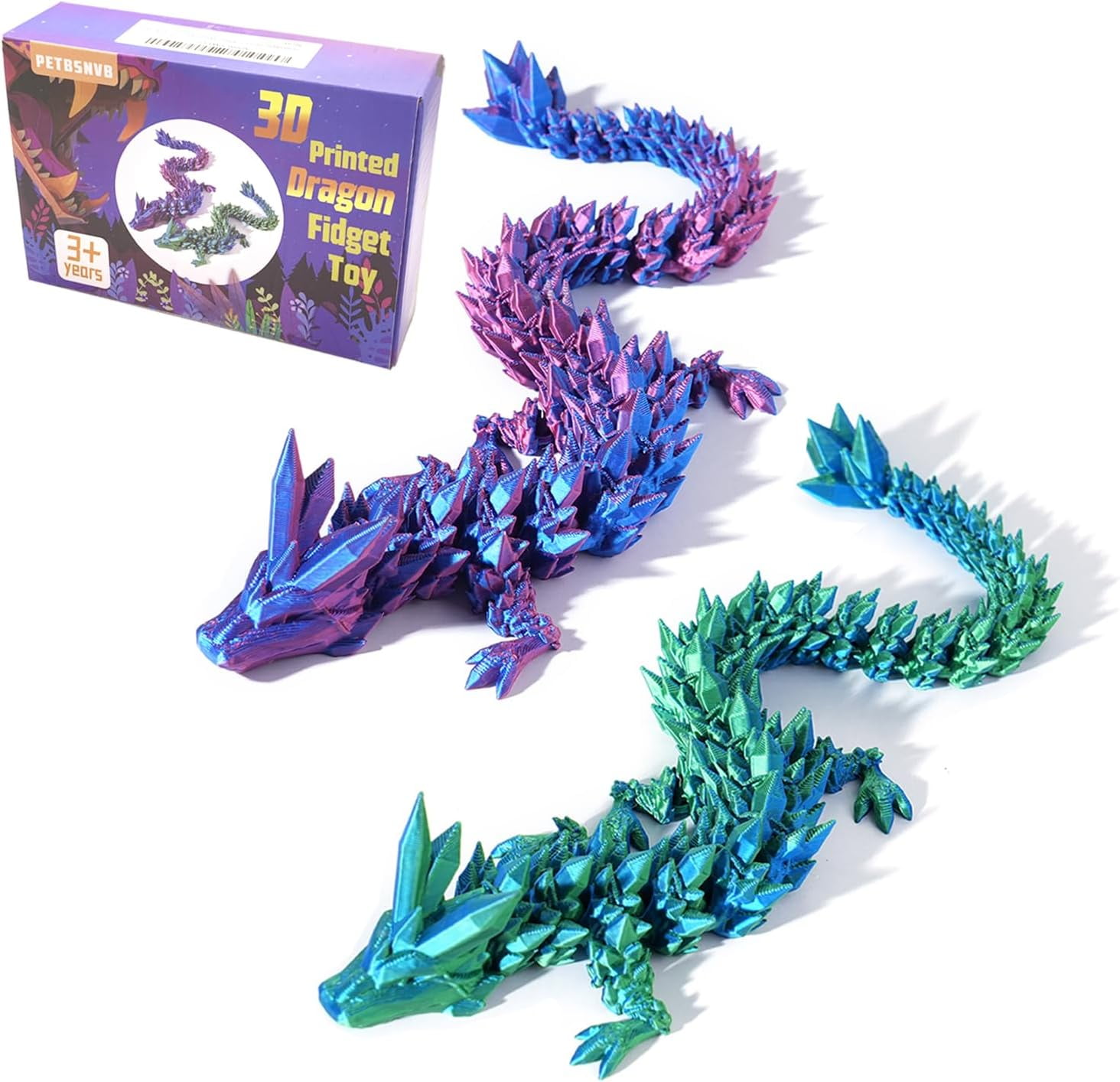 2PCS 12" 3D Printed Dragon, 3D Animals, 3D Fidget Toy, Autism Toys, 3D ...