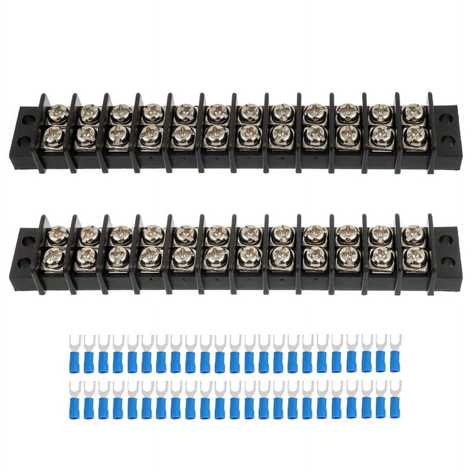 2PCS 12 Circuits 12 Positions Terminal Block 20-30A 200-450V Dual Row ...