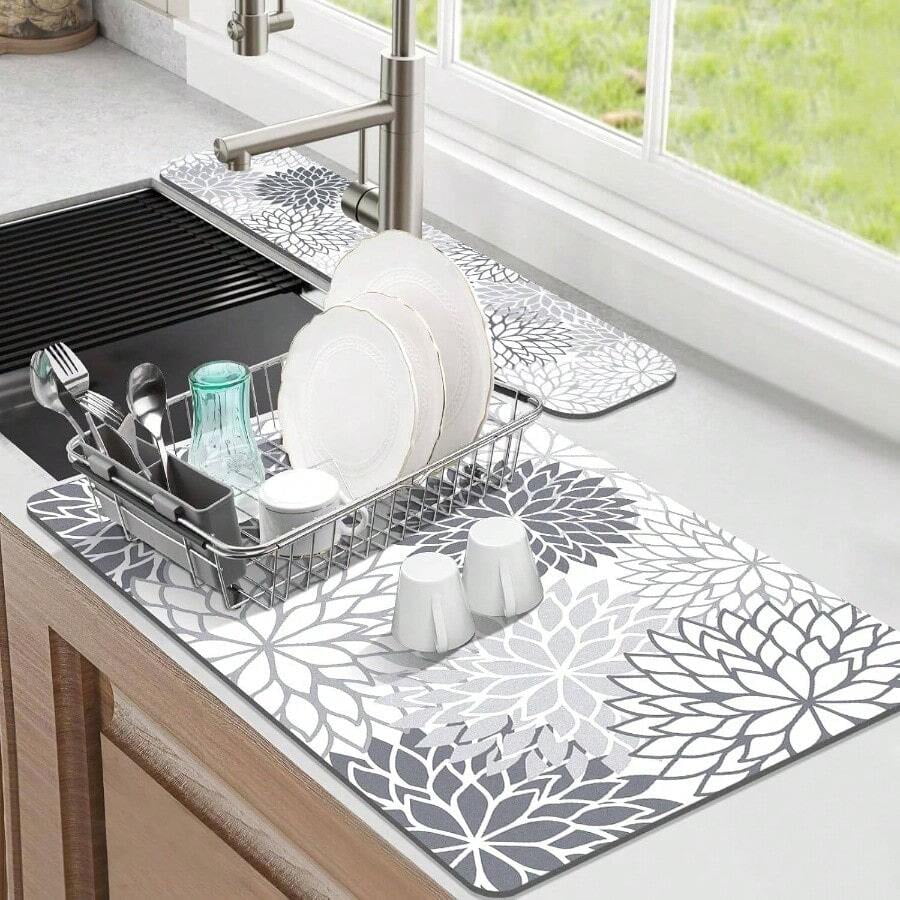 2PCS 12 Inchx 20 Inch Dish Drying 24 Inchx 5.5 Inch Sink Splash Guard ...