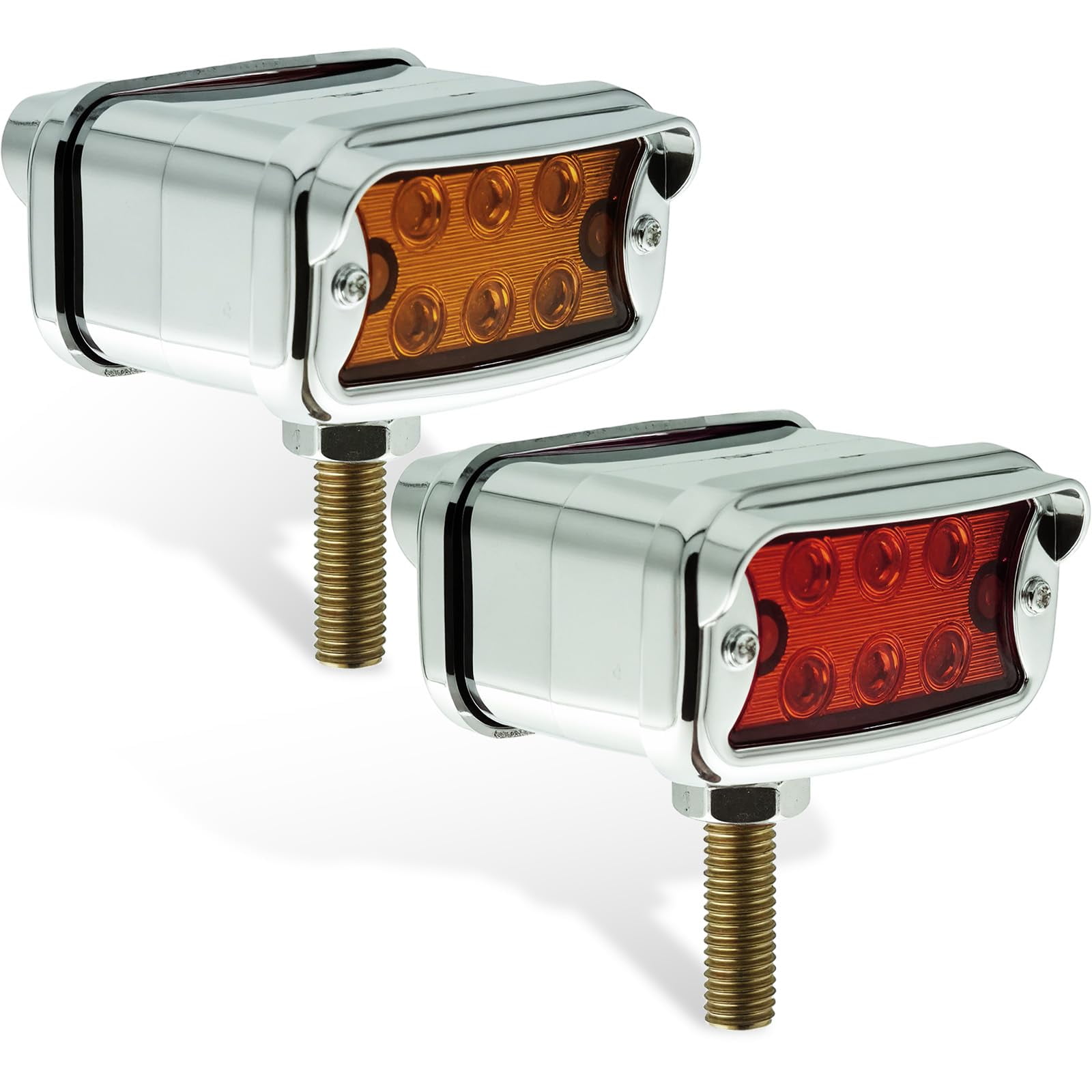 2PCS 12 LED Dual SSF20 Revolution Amber/Red Turn Signal & Marker Lights ...