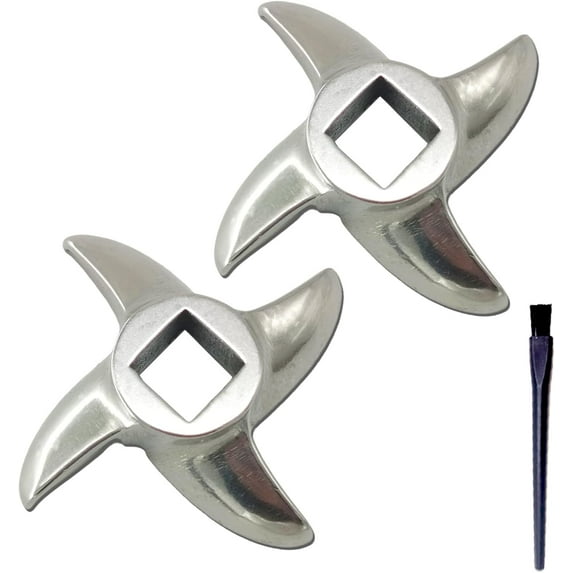 2PCS #12 Meat Grinder Blade and Cleaning Brush - Premium Stainless ...