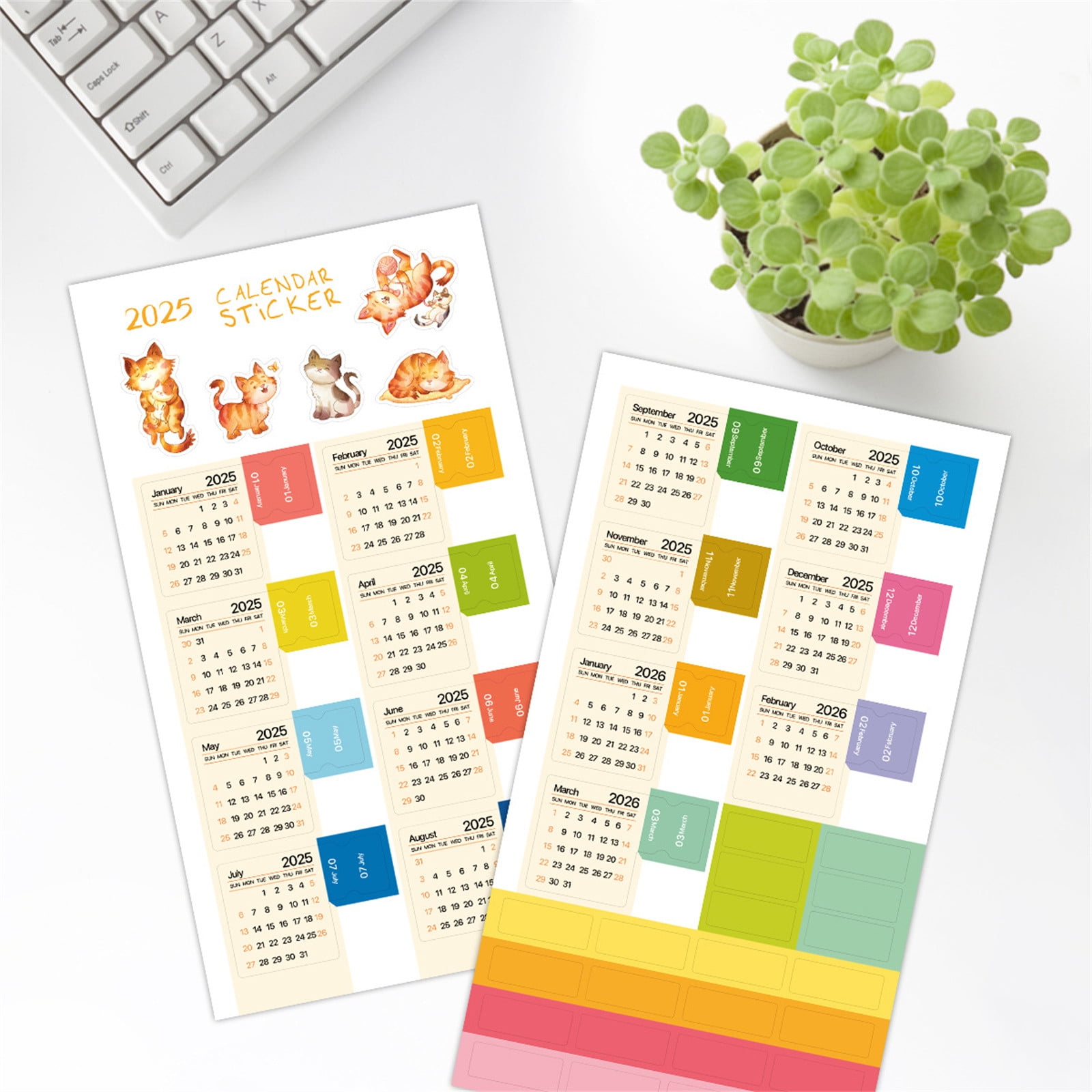 2PCS 12 Monthly Planner Date Page Sticker Open-Dated Monthly Planning ...