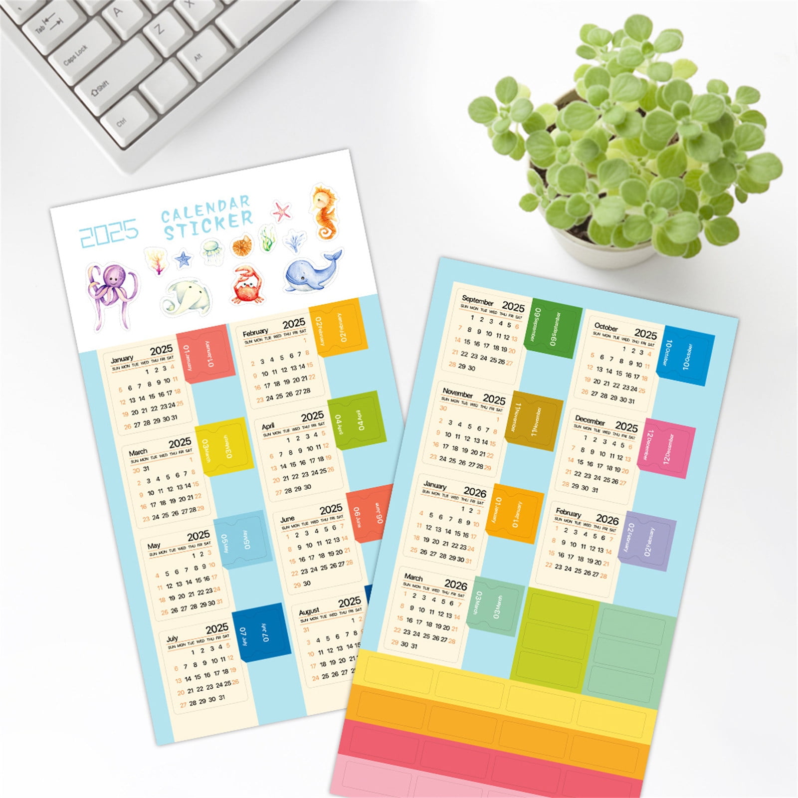 2PCS 12 Monthly Planner Date Page Sticker Open-Dated Monthly Planning ...