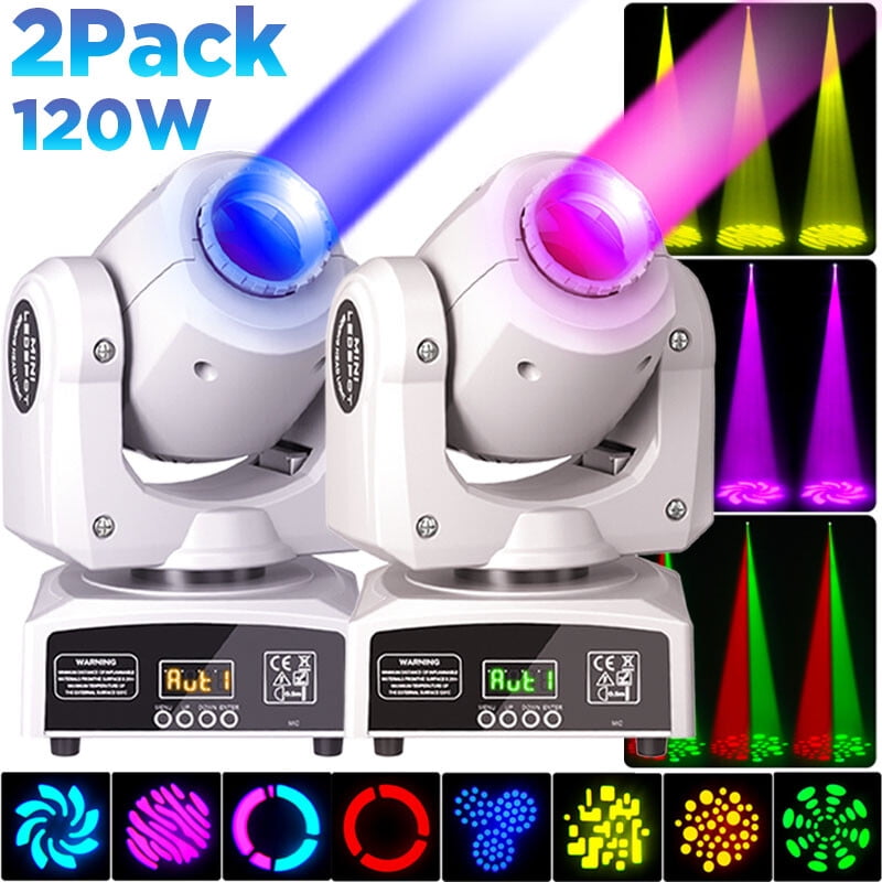 2PCS 120W LED Moving Head Light RGBW Gobo Beam Spot Stage Lighting DJ ...