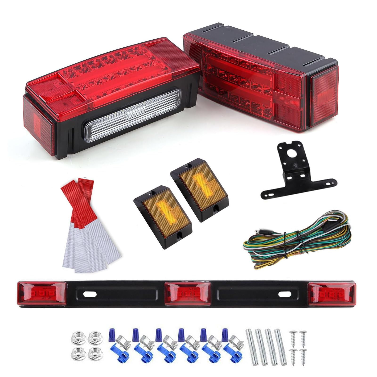 2PCS 12V LED Trailer RRF12 Lights Kit, Submersible Rectangle LED Stop ...