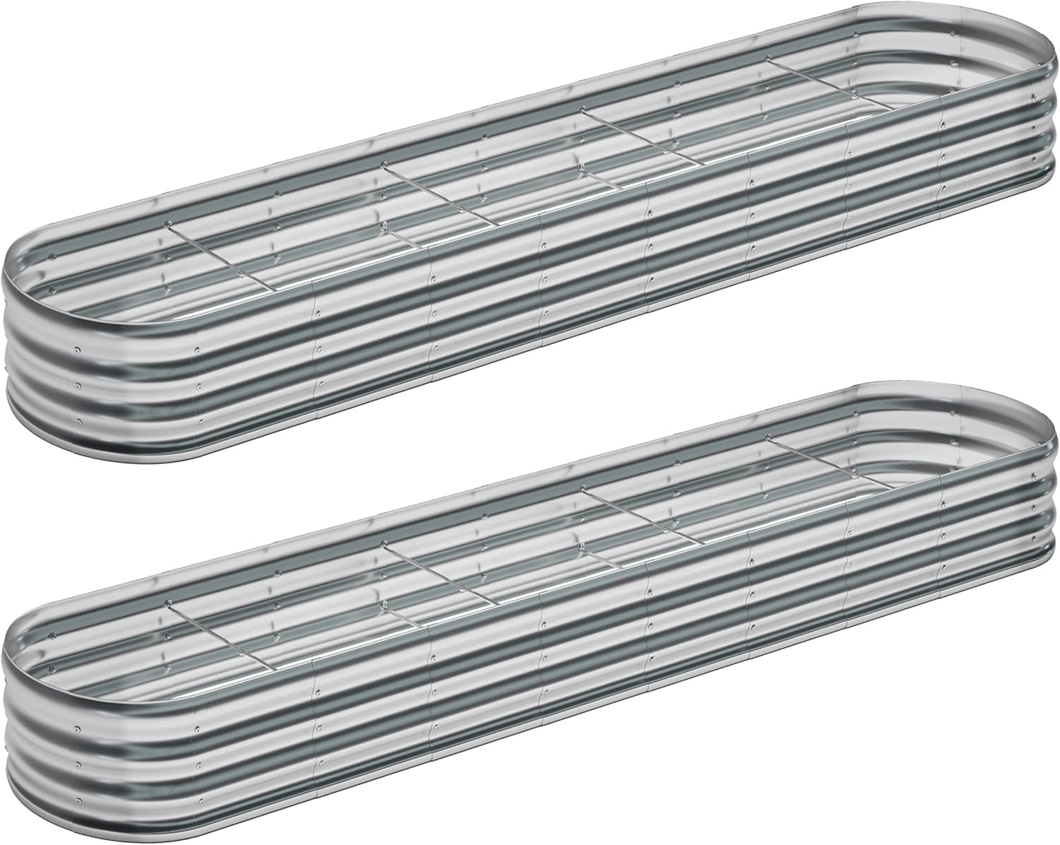 2PCS 12x2x1FT Galvanized Raised Garden Bed Kit,Vegetable Boxes-Oval ...