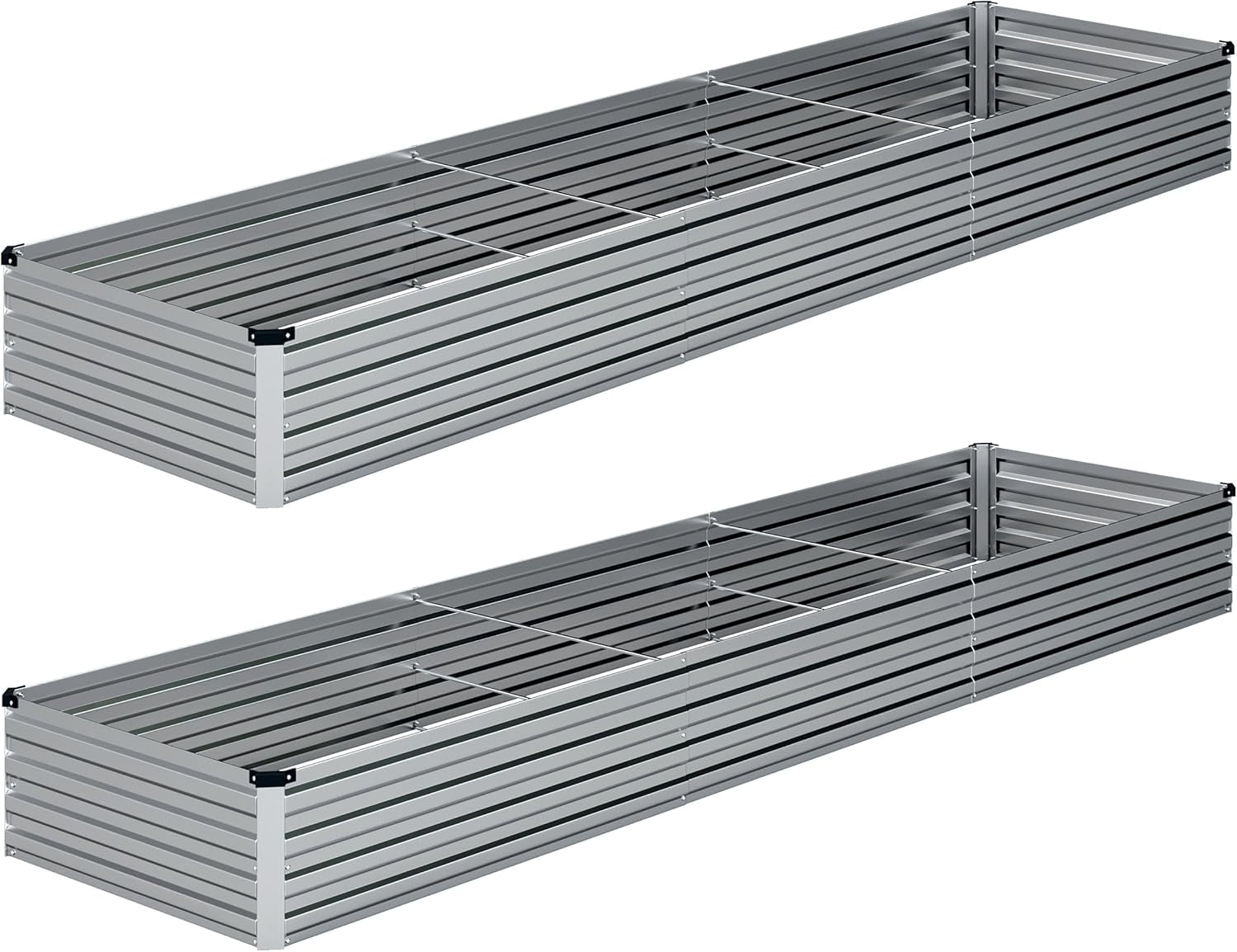 2PCS 12x2x1FT Galvanized Raised Garden Bed Kit,Vegetable Boxes ...