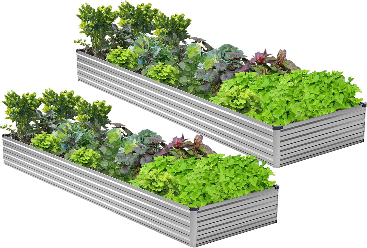 2PCS 12x3x1ft Galvanized Raised Garden Bed,Outdoor Planter Box Metal ...