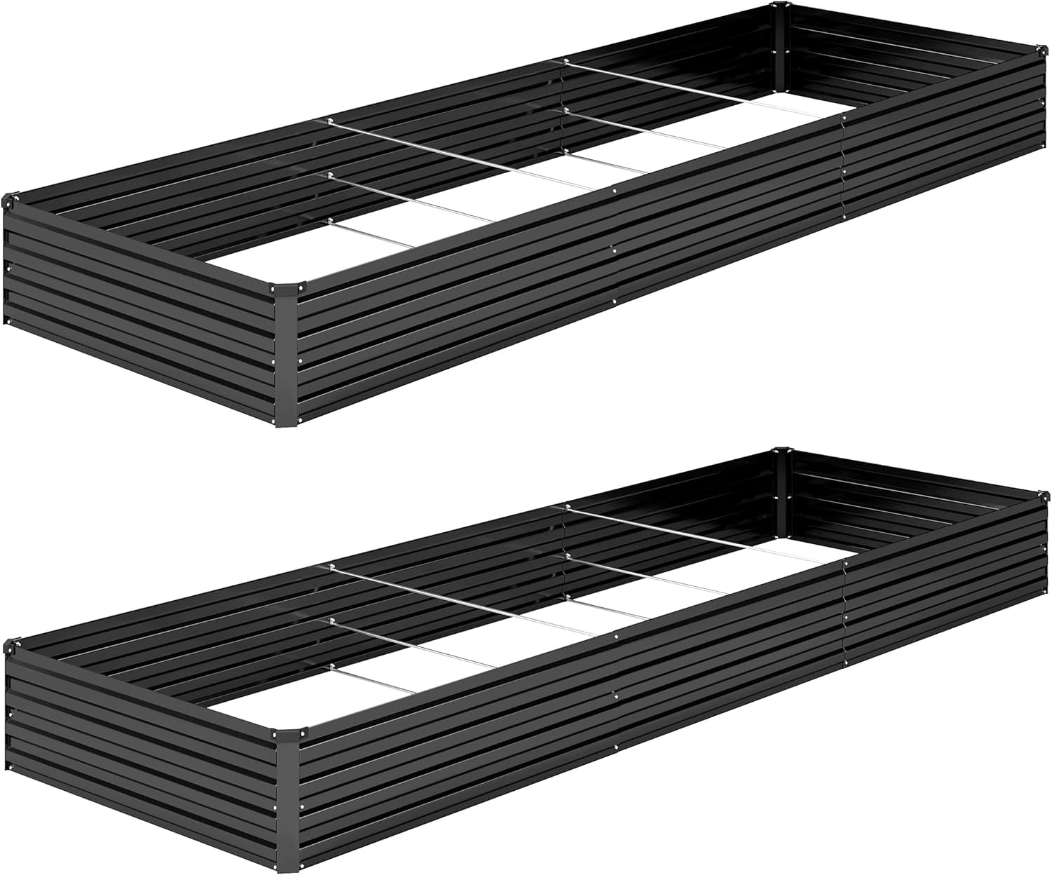 2PCS 12x4x1FT Galvanized Raised Garden Bed Kit,Vegetable Boxes ...