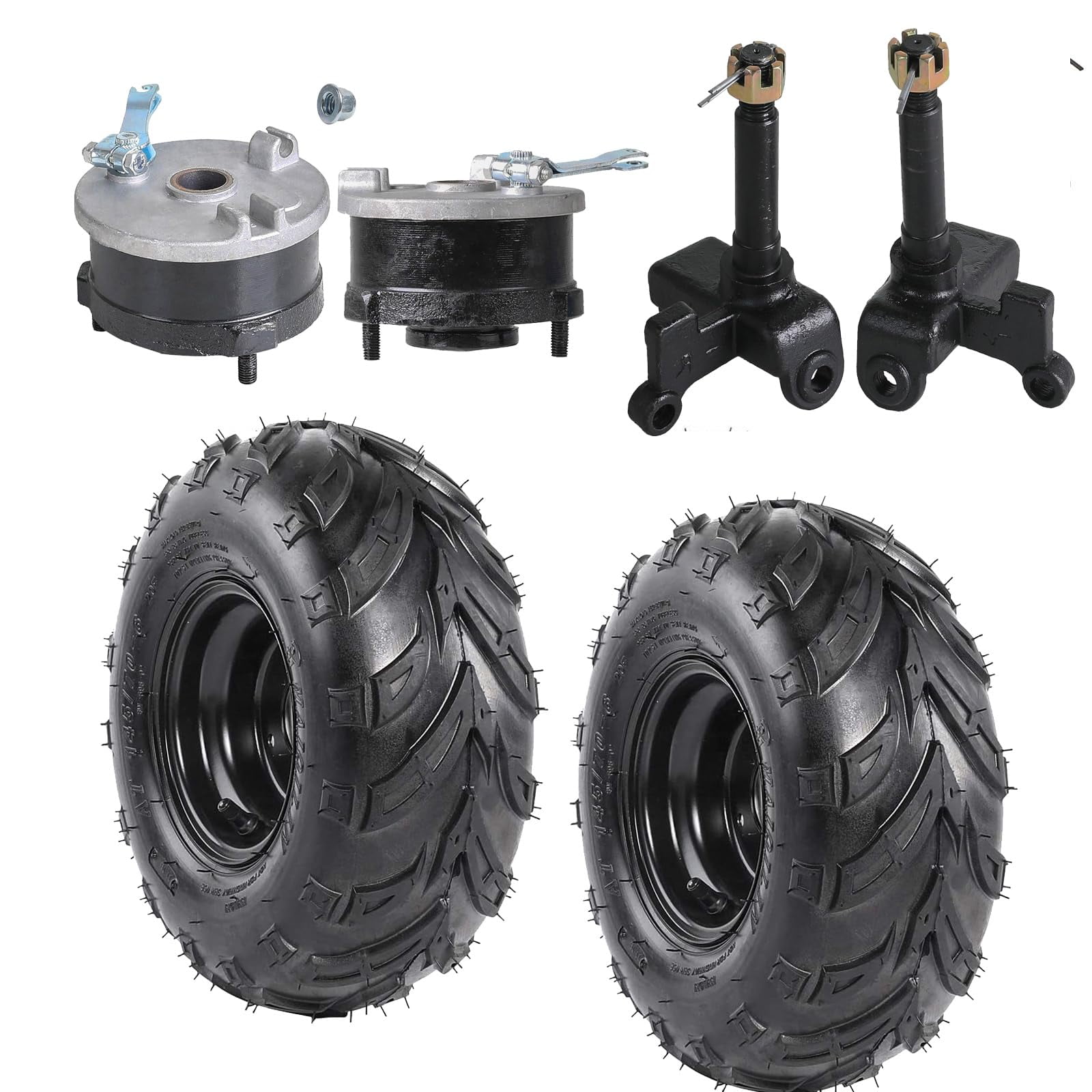 2PCS 145/70-6 Tires Rims With 6 inch Go-Kart Wheels 145x70-6 & 3 Stud ...