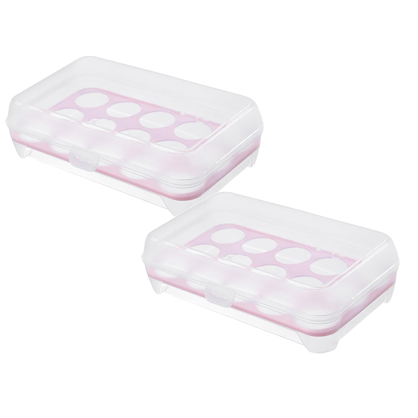 2PCS 15-Compartment Refrigerator Egg Box (Pink), Large Capacity Egg ...