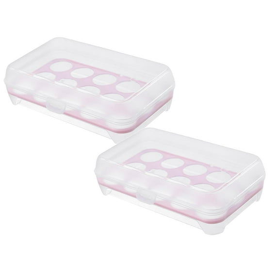 2PCS 15-Compartment Refrigerator Egg Box (Pink), Large Capacity Egg ...