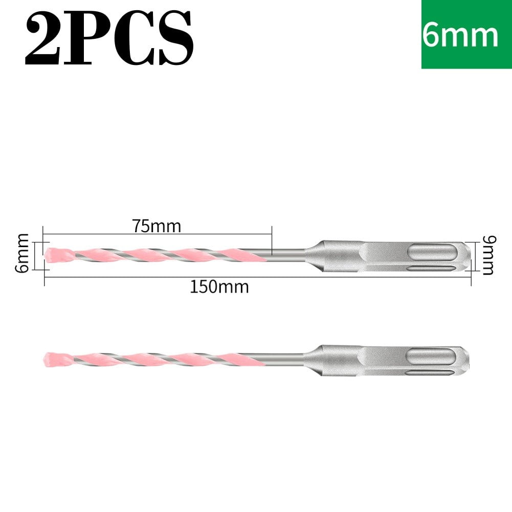 2Pcs 150Mm Long Masonry Concrete Drill Bit Hammer Carbide Tip Square ...