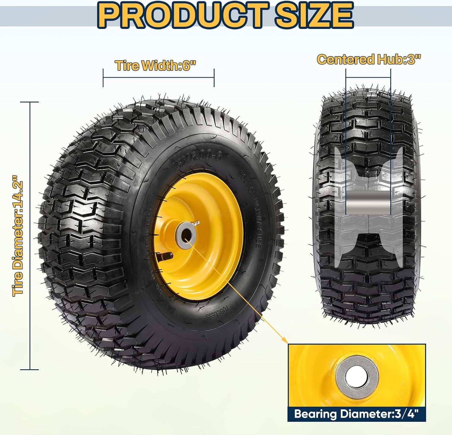2PCS 15x6.00-6 Tire and Wheel Assembly, Replacement for John Deere Cub ...