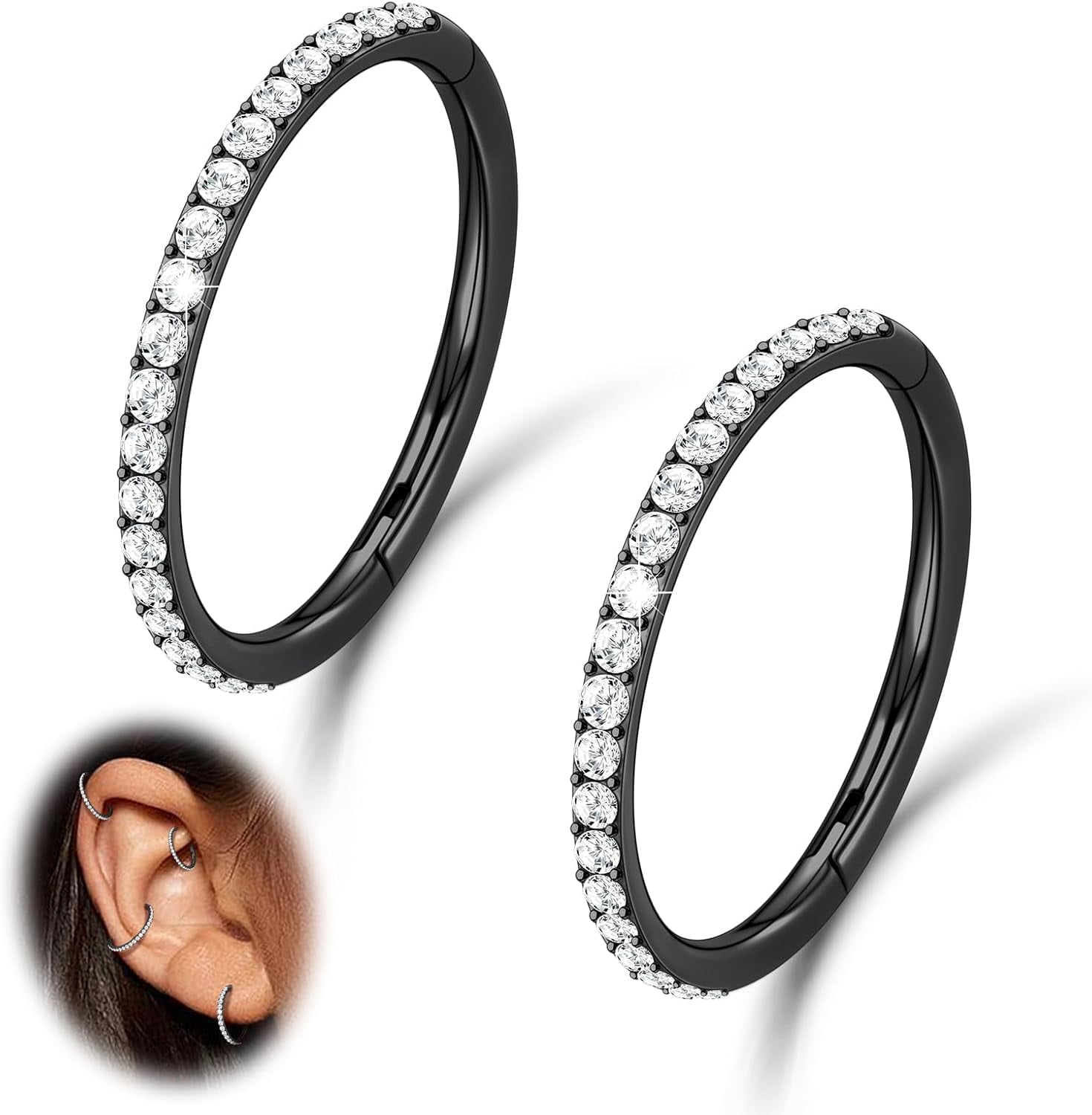 2PCS 16G 18GNose Ring Cartilage Hoop Earring Stainless Steel 4Colors ...