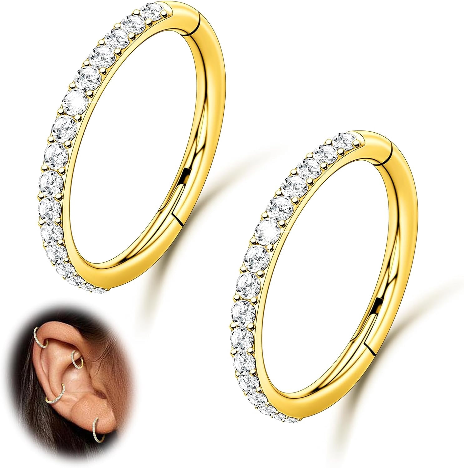 2PCS 16G 18GNose Ring Cartilage Hoop Earring Stainless Steel 4Colors ...