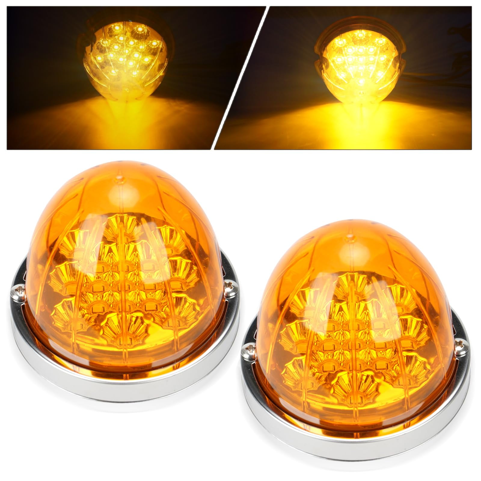 2PCS 17 LED Dual KEF16 Function Watermelon Lights, Amber Lens with ...