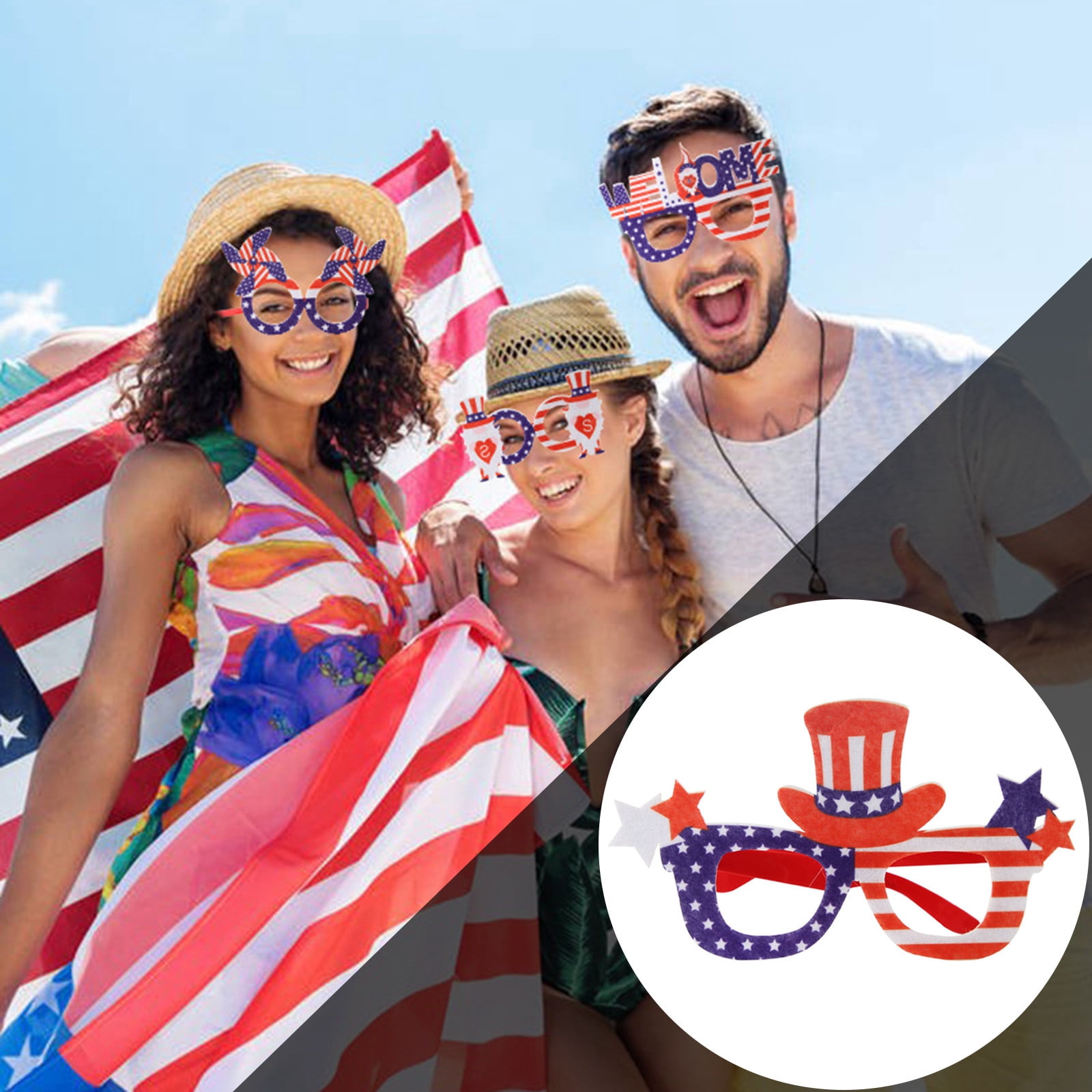 2PCS 1Pairs American Flag Sunglasses Patriotic 80s Retro Style for Men ...