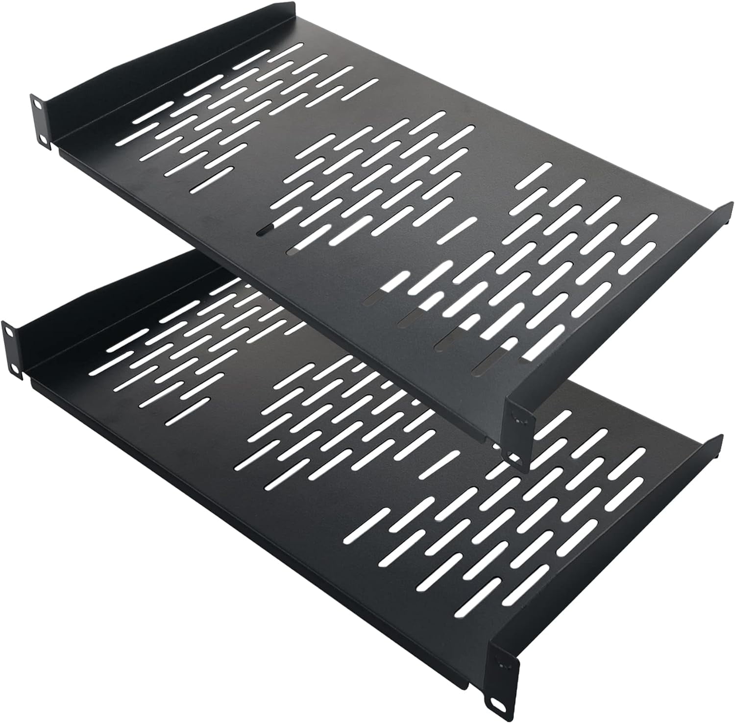 2PCS 1U Rack Shelves, 19” Cabinet Mount 1 U Tray Vented Cantilevers for ...