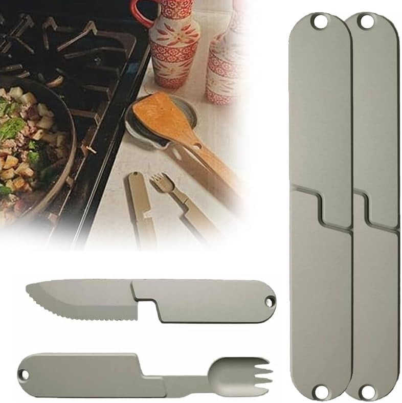 2PCS 2 In 1 Camping Eating Utensils Set, Camping Eating Utensils Set ...