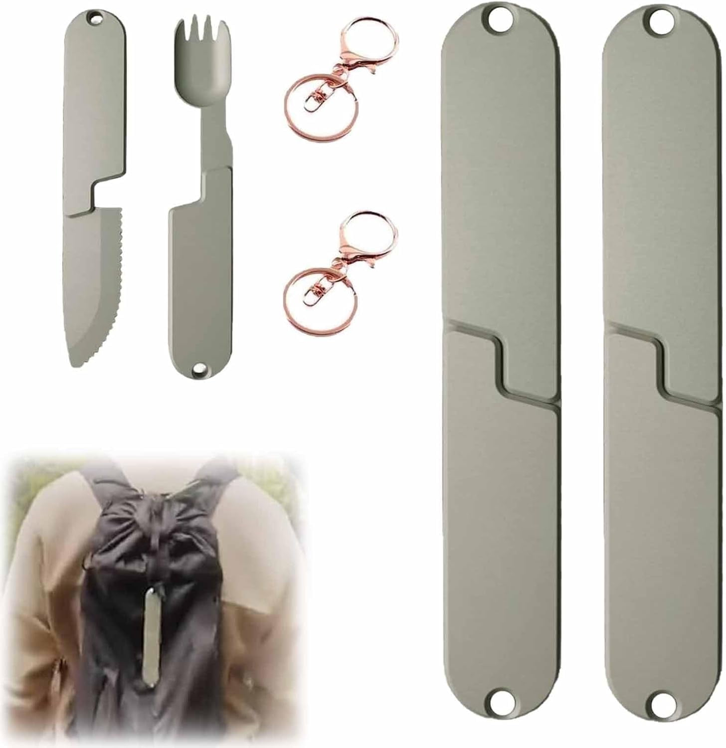 2PCS 2 in 1 Camping Eating Utensils Set, Reusable Magnetic Camping ...