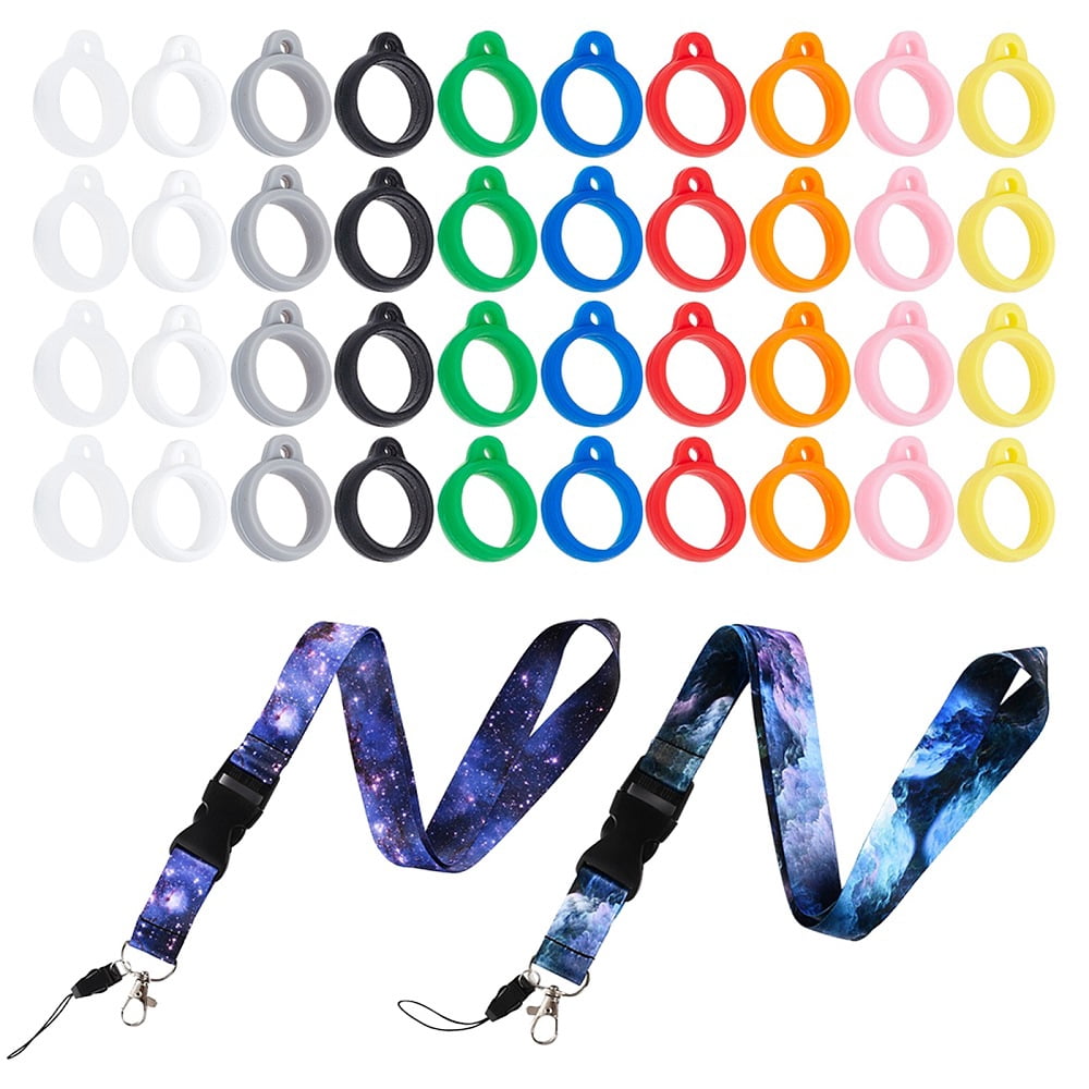 2PCS 2 Colors Anti-Lost Neck Silicone Ring Neck Lanyards Pendant Holder ...
