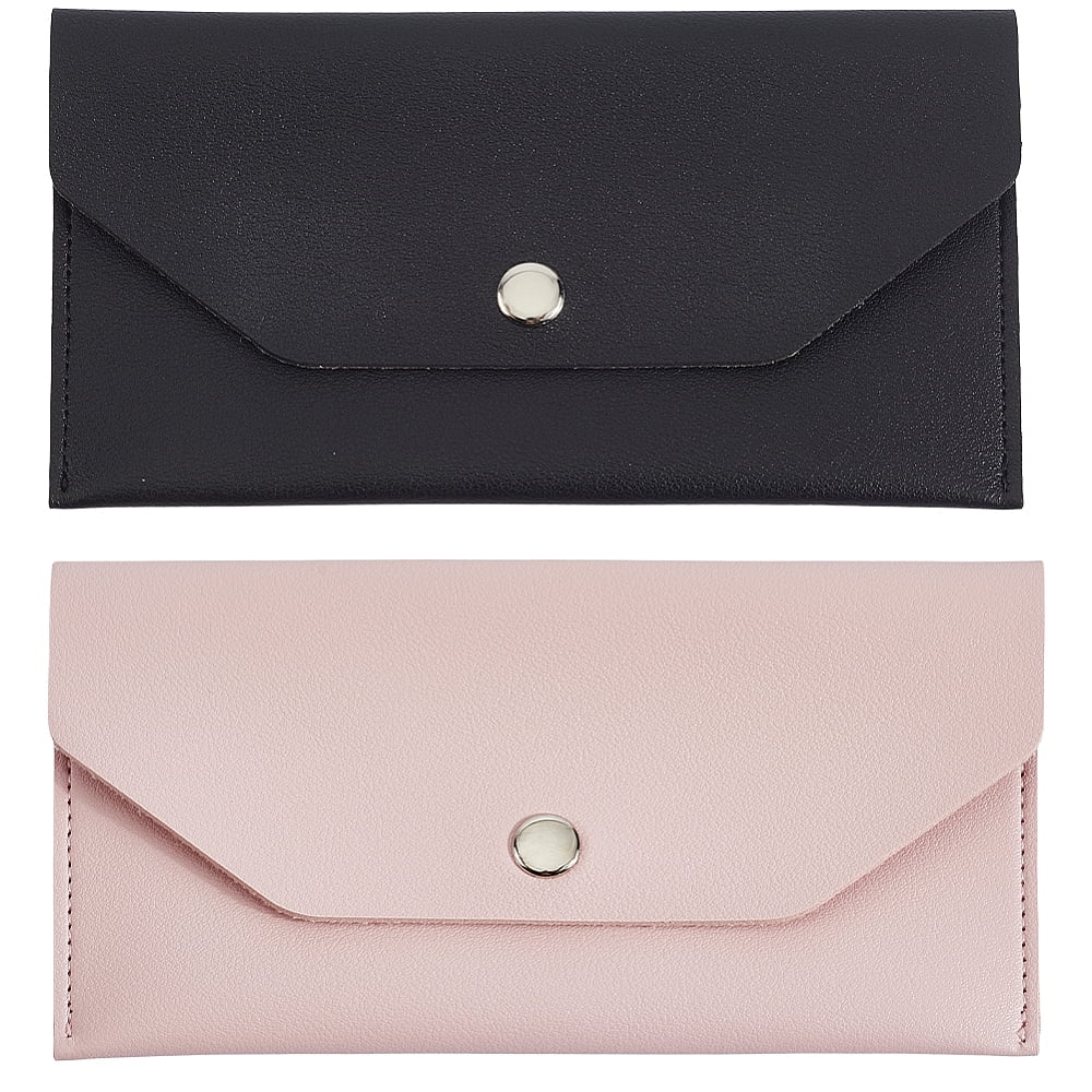 2PCS 2 Colors Pu Leather Cash Envelope Wallet 6.89×3.62 Inch Waterproof ...