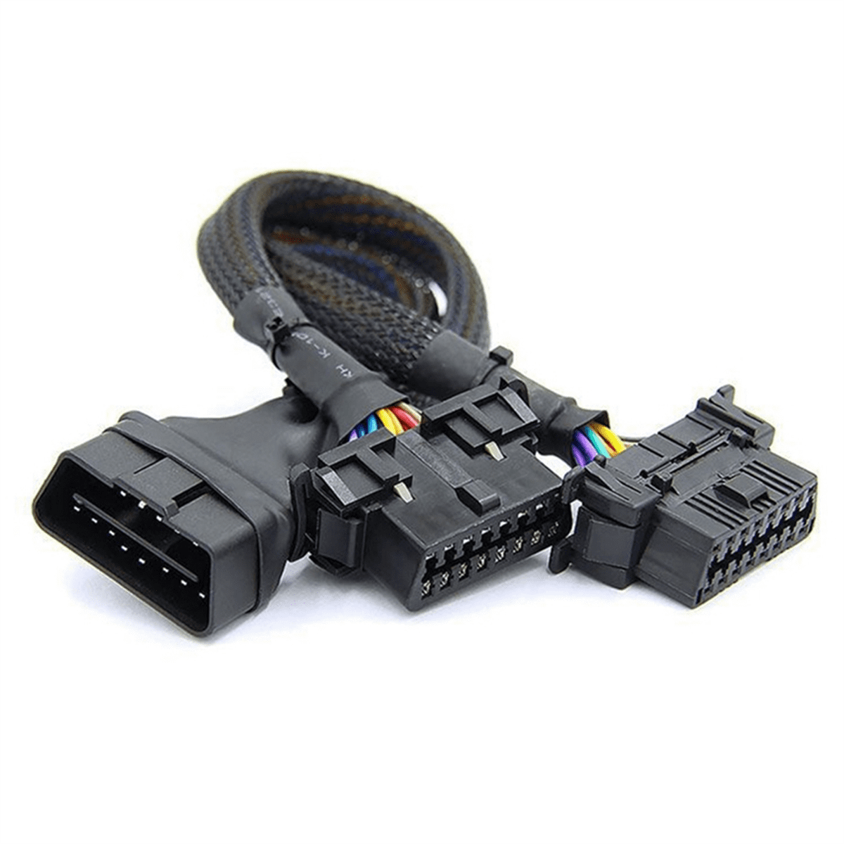 2PCS 2 IN 1 OBD2 Extension Cable OBDII Male to 2 Female Splitter Car ...