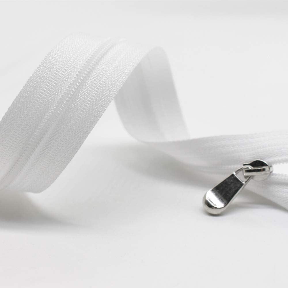 2PCS 20" White #3 Double Slider Zippers Head to Head Closed End Nylon ...