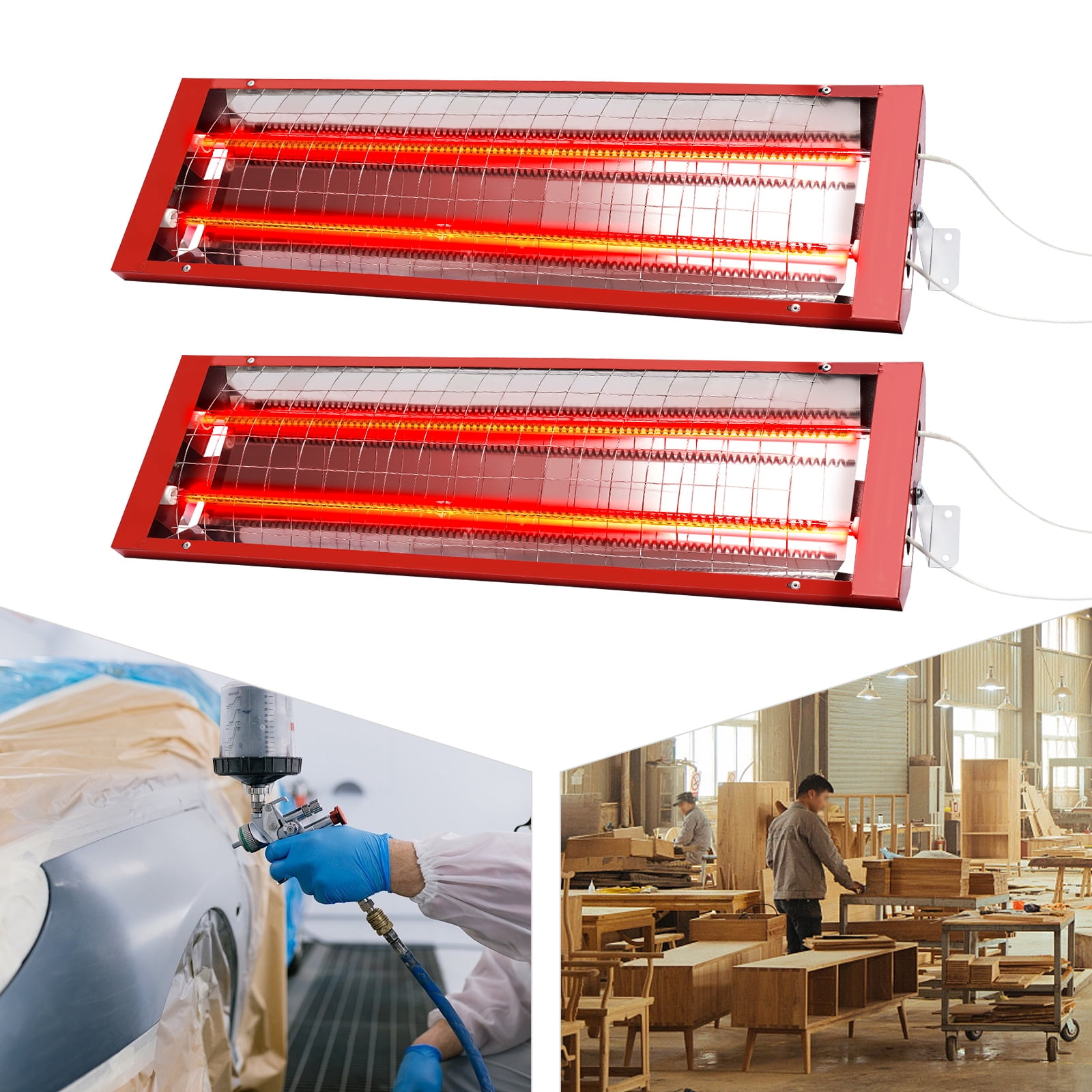 2PCS 2000W Infrared Paint Curing Lamp Spray Booth Baking Lamp Heating ...