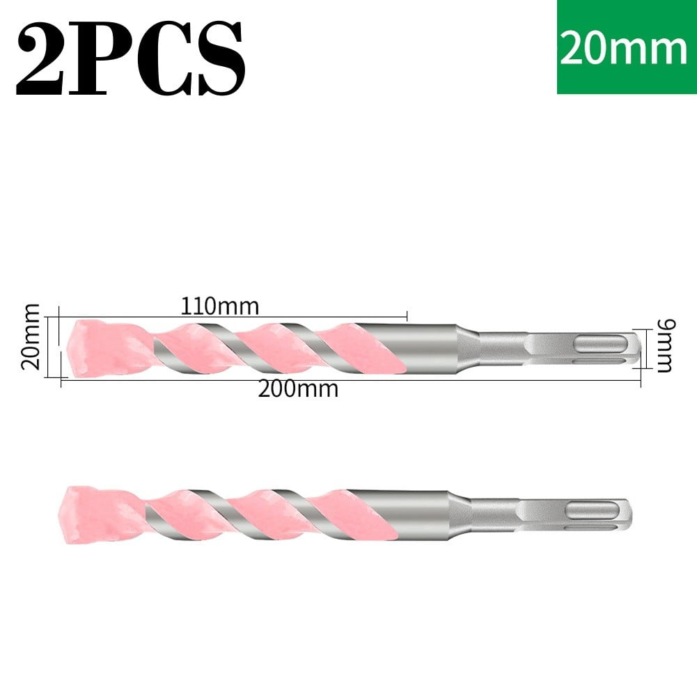 2Pcs 200Mm Long Masonry Concrete Drill Bit Hammer Carbide Tip Square ...