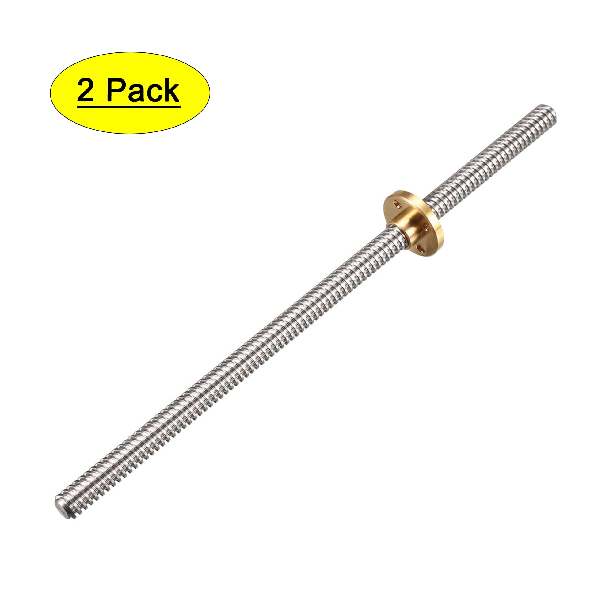 2PCS 200mm T8 Pitch 2mm Lead 4mm Stainless Steel Lead Screw Rod with ...