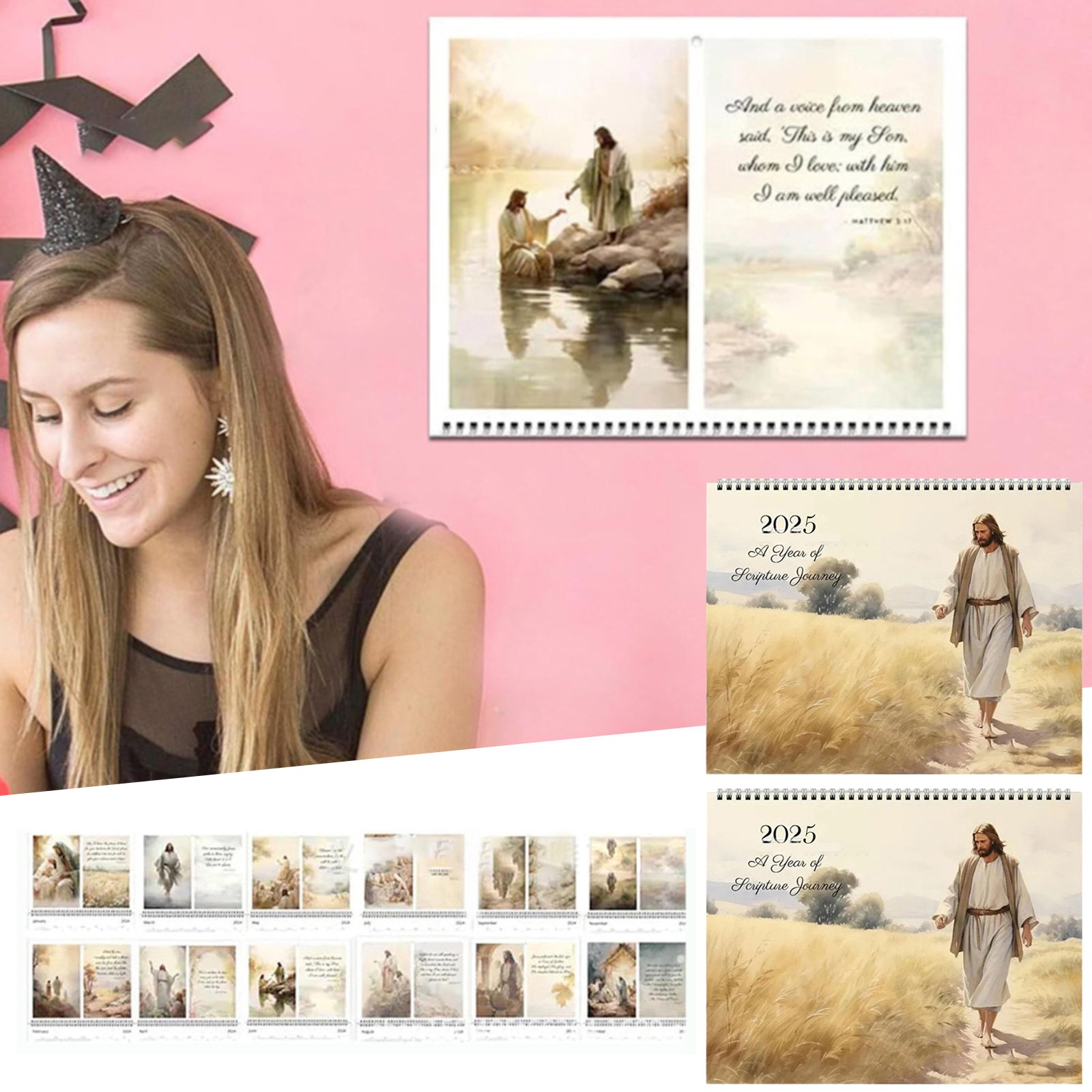 2PCS 2025 Jesus Calendar Christ Calendar 2025 Artistic Monthly Wall ...