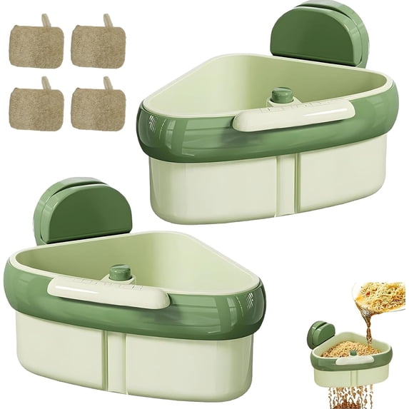 2PCS 2025 Upgraded Sink Corner Dish Rack with Suction Cups, Automatic ...