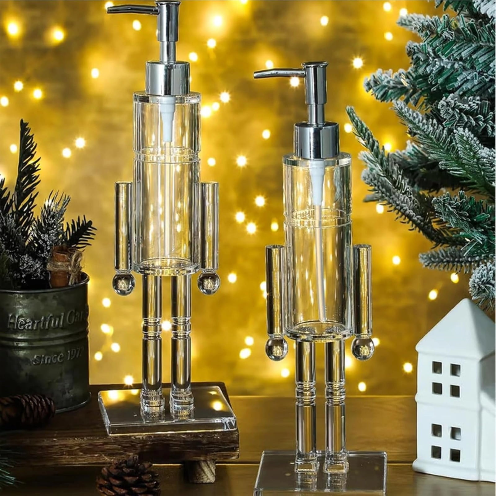 2PCS 2026 Acrylic Nutcracker Soap Dispenser, Decorative Refillable ...