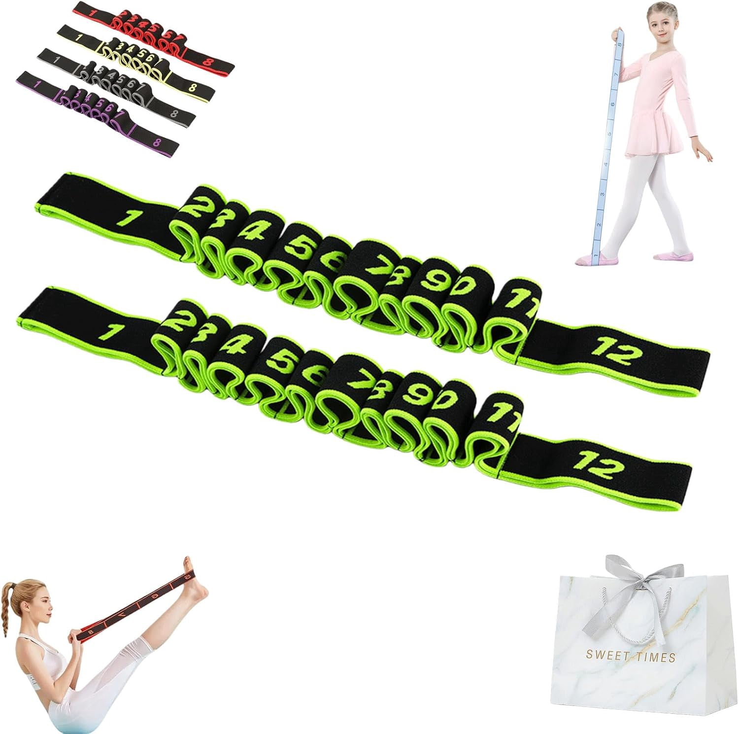 2PCS 2026 New Fitness Resistance Band for Stretching and Yoga,12 ...