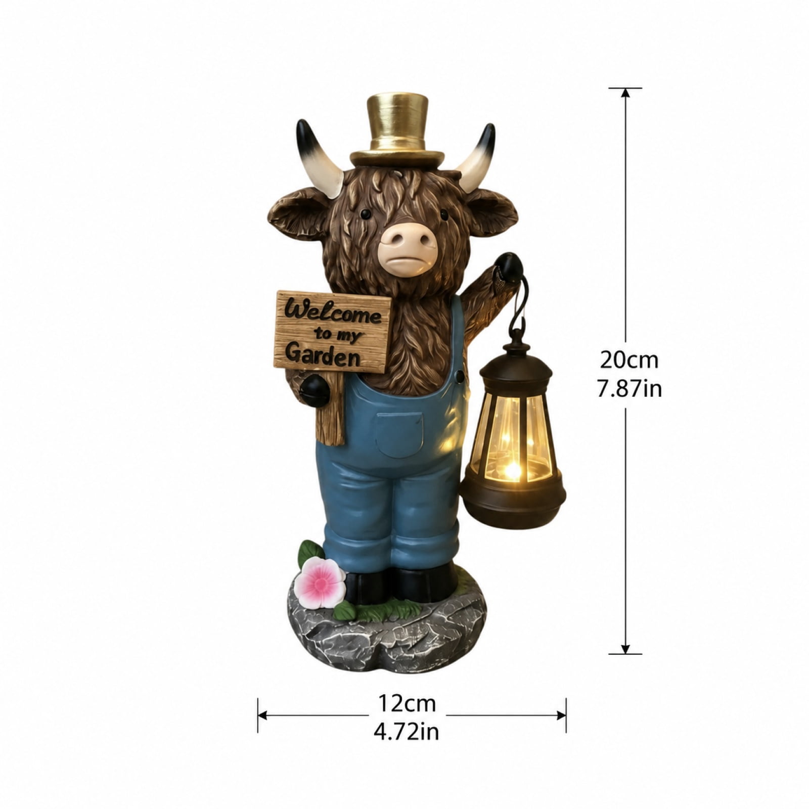 2PCS 2026 New! Solar Highland Cow Garden Outdoor Statue with LED Light ...