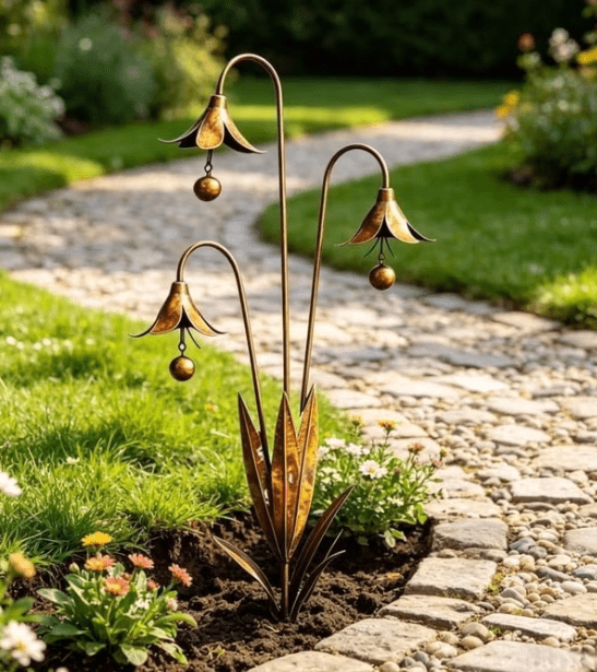 2PCS 2026 New! Wrought Iron Bluebells Wind Chime Stake, Bluebells ...