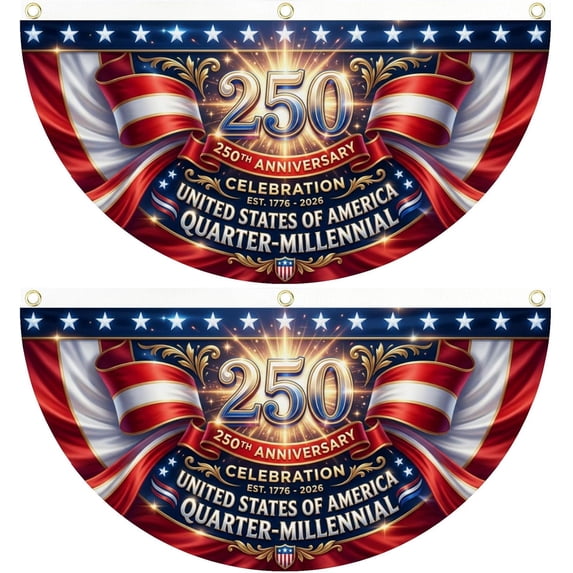 2PCS 250th Anniversary 1.5X3 Bunting Flag Hilarious Fan Shaped Flag ...