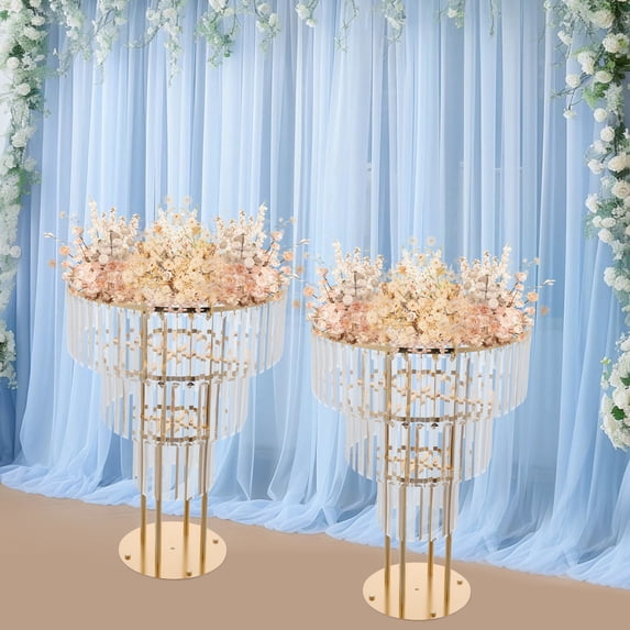 2PCS 28.34in Height Modern Round Gold Floral Display Racks for Festival ...