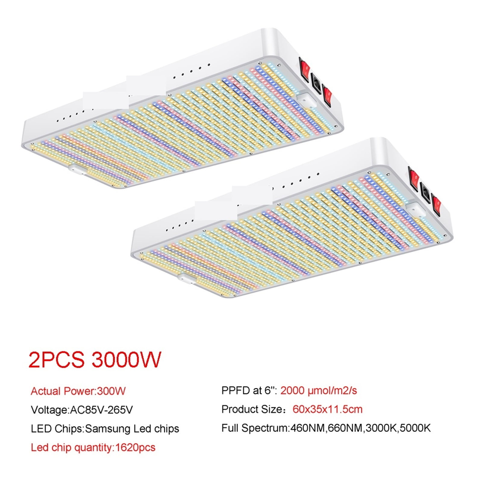 2PCS 3000W LED Grow Light 301h Phytolamp For Indoor Plants Seedlings ...